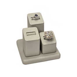 METALLIC BEIGE 3 SLOT RING STAND - Jewelry Display Inc